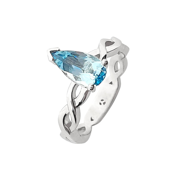 Chad Open Twist Solitaire Enring - Blue Pear 2023-050 - Autium Jewels